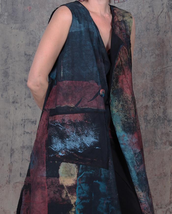 Art-to-Wear by Tatiana Palnitska - hand-painted muted colors long vest
