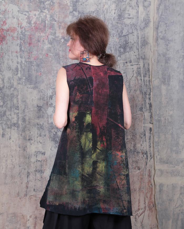 Art-to-Wear by Tatiana Palnitska - hand-painted muted colors long vest
