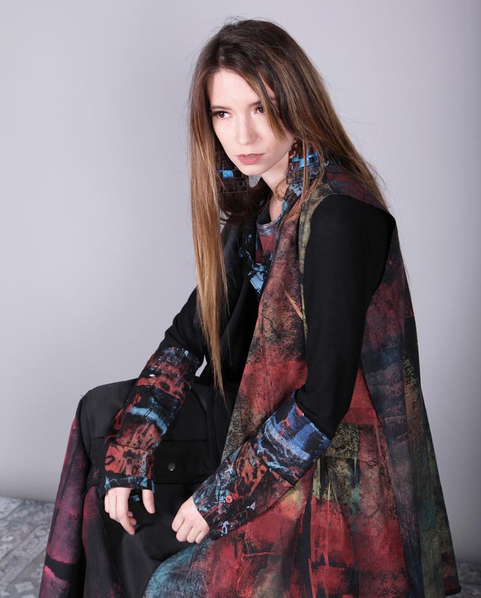 Art-to-Wear by Tatiana Palnitska - hand-painted muted colors long vest
