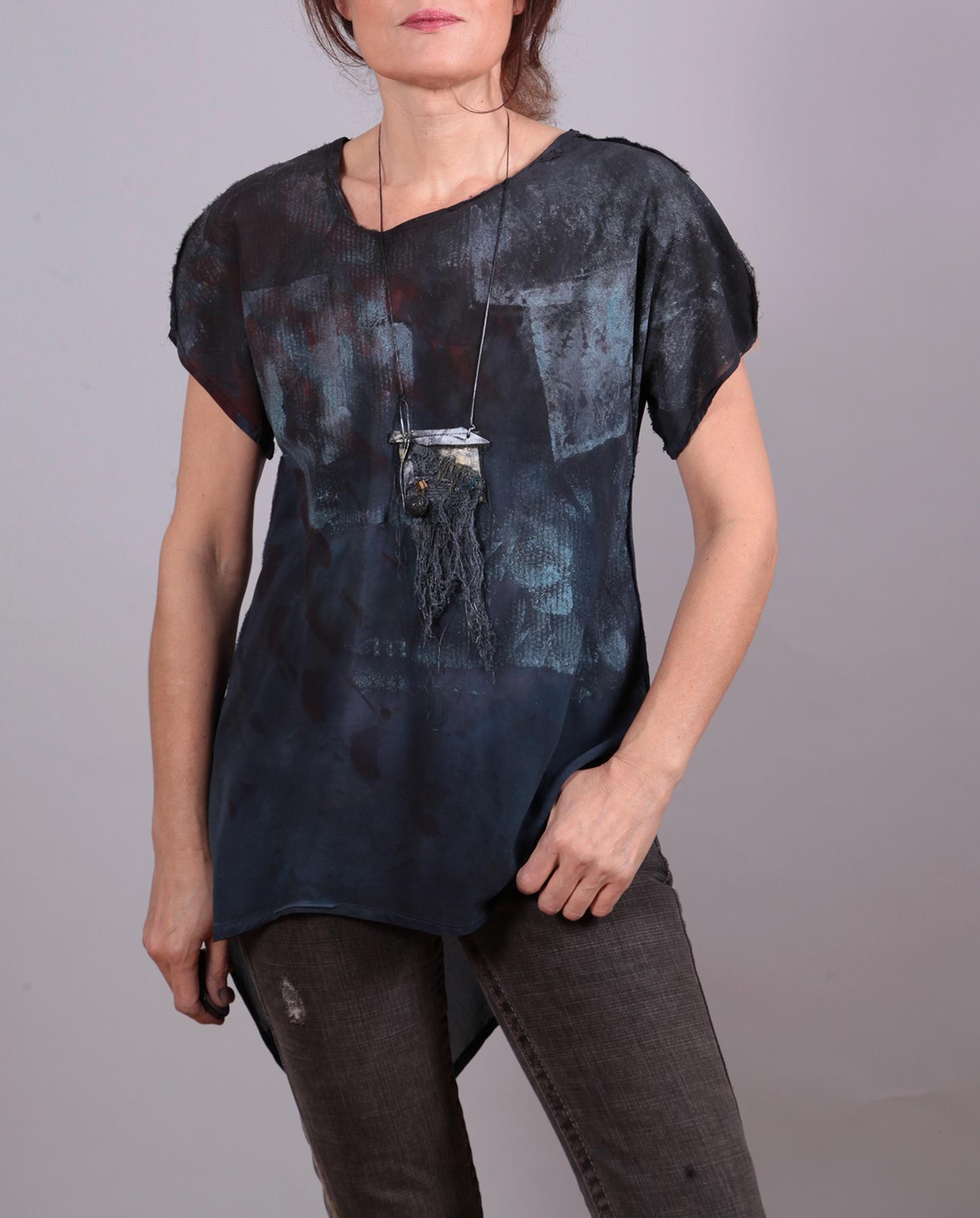 Art-to-Wear by Tatiana Palnitska - asymmetrical silk crepe layering top