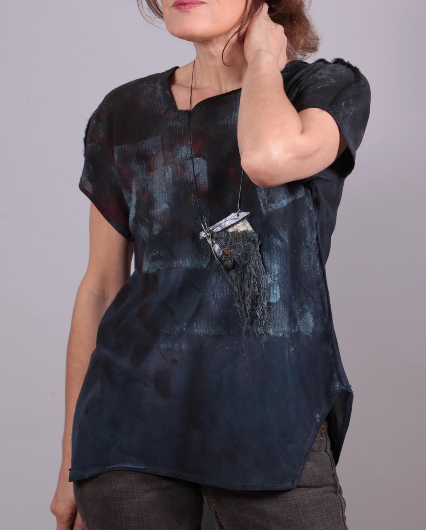 Art-to-Wear by Tatiana Palnitska - asymmetrical silk crepe layering top