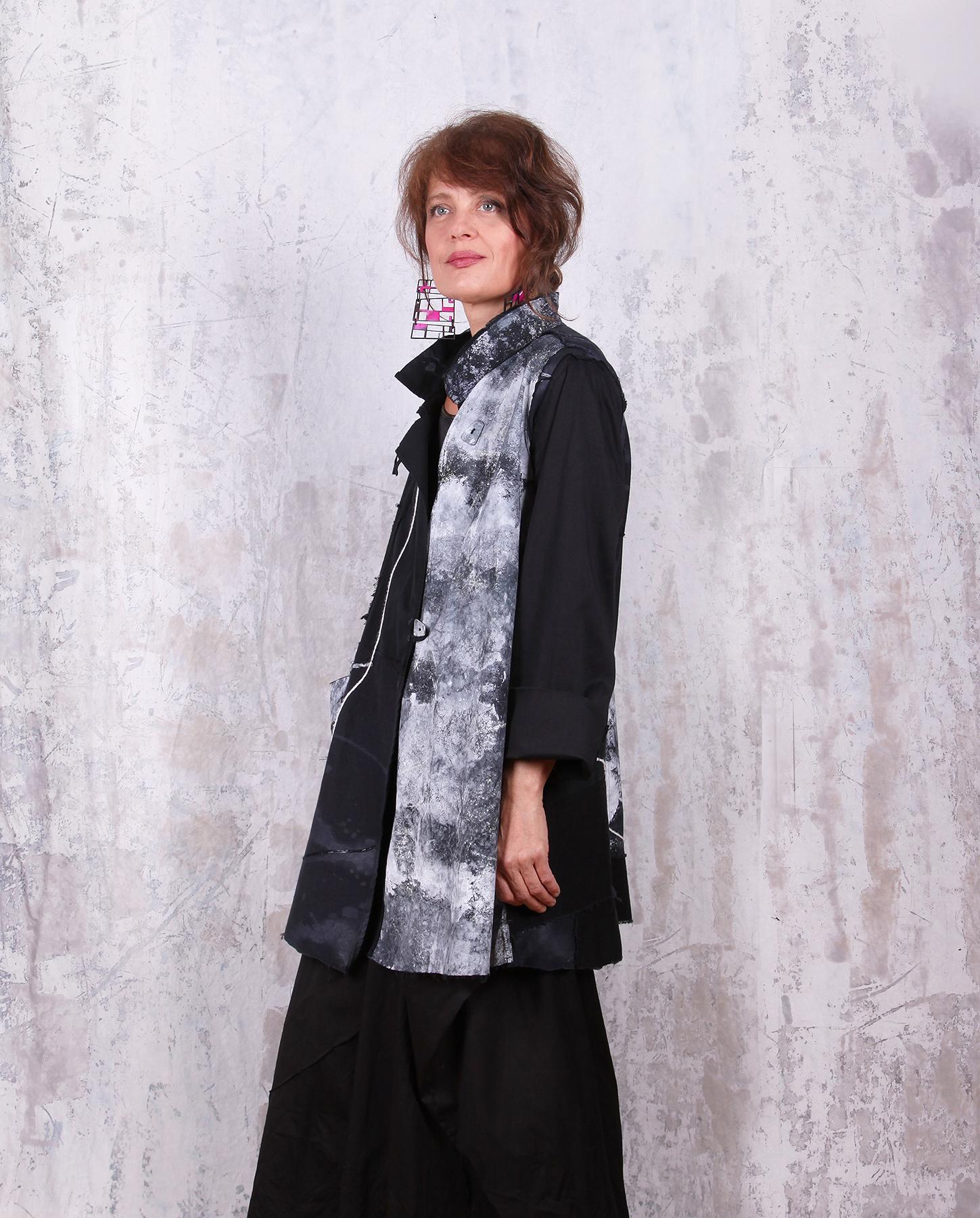 Art-to-Wear by Tatiana Palnitska - a-line black and white hand-painted ...
