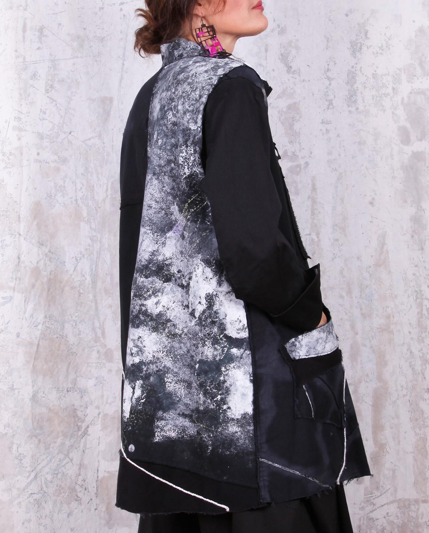 Art-to-Wear by Tatiana Palnitska - a-line black and white hand-painted ...